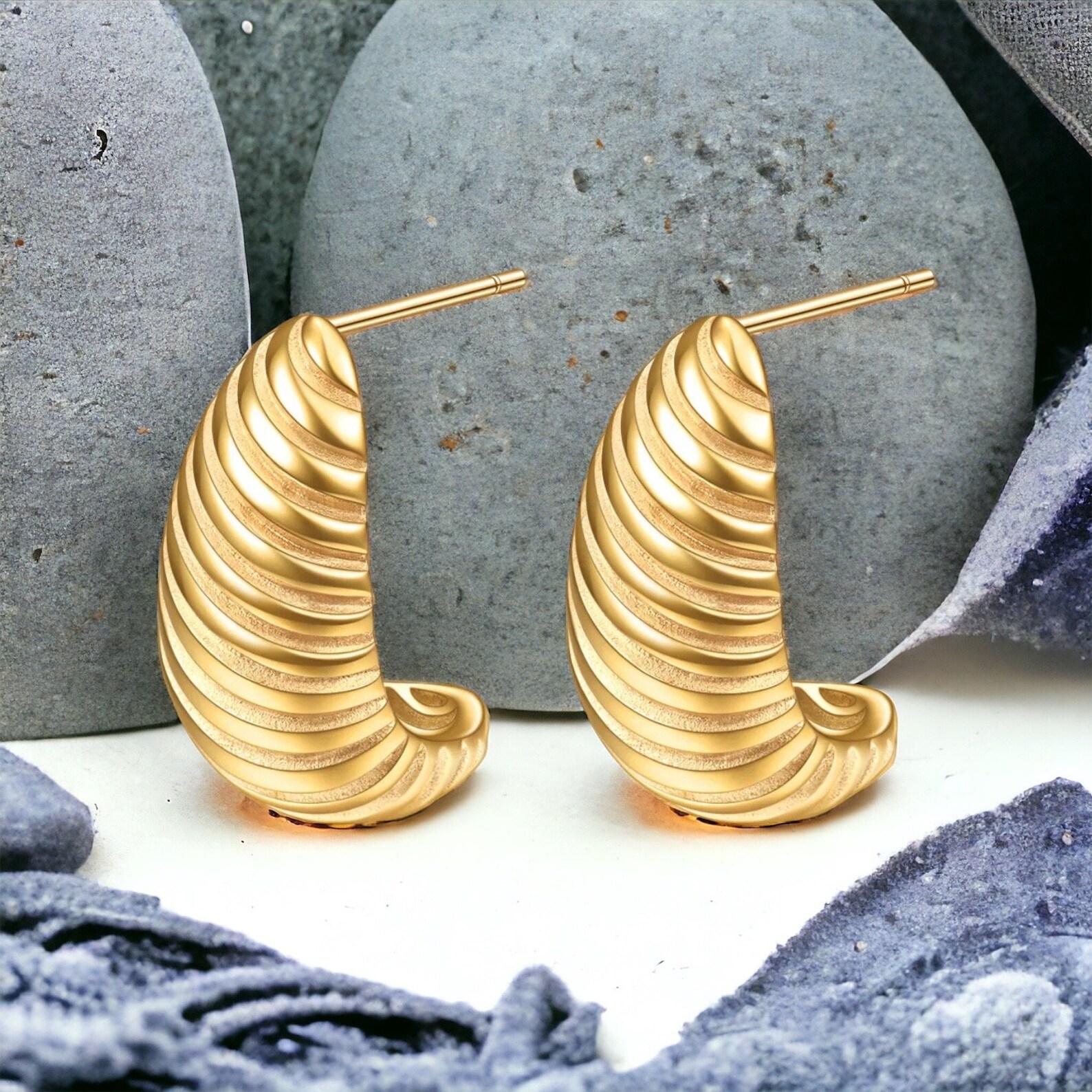 Croissant Chunky Stud Gold Plate Earrings: Elevate Your Style With ...