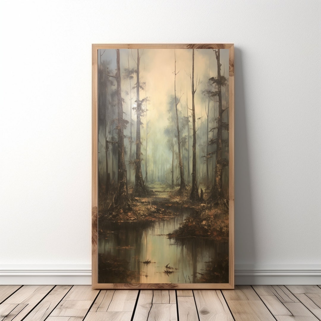 Swamp Vintage, Oil Painting, Digital Download,swamp Art, Nature Green ...