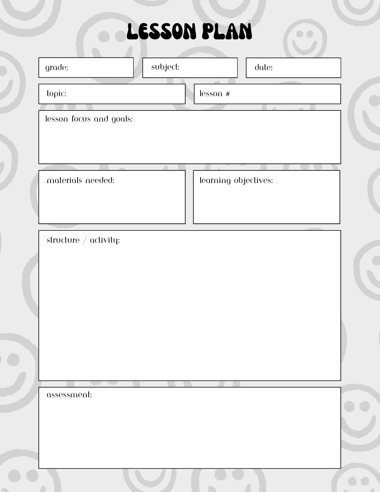 Printable Daily Lesson Plan Template - Etsy