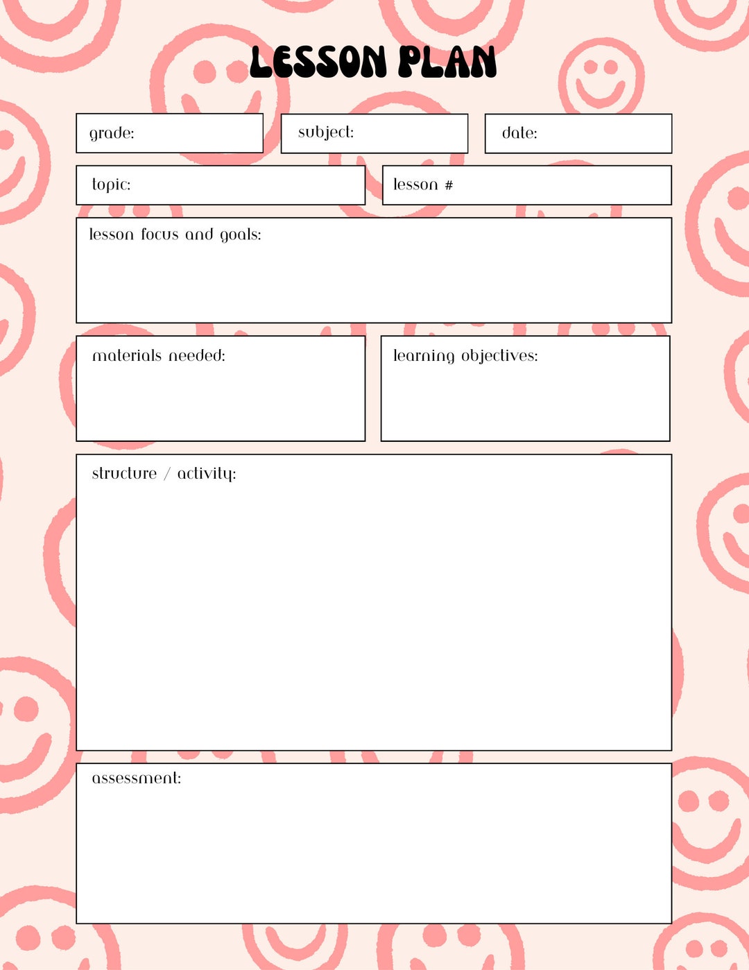Printable Daily Lesson Plan Template - Etsy