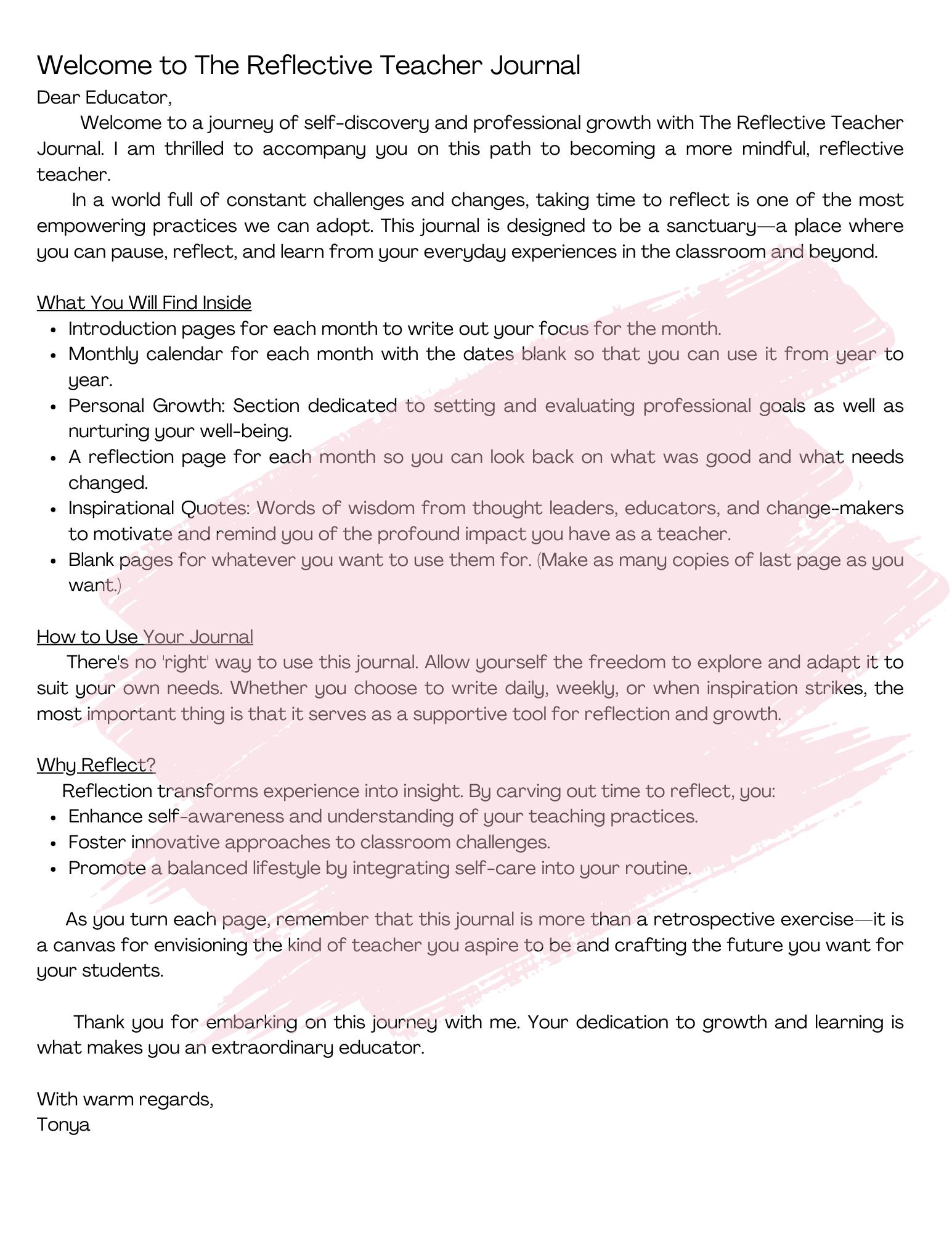 Teacher Reflection Journal - Etsy