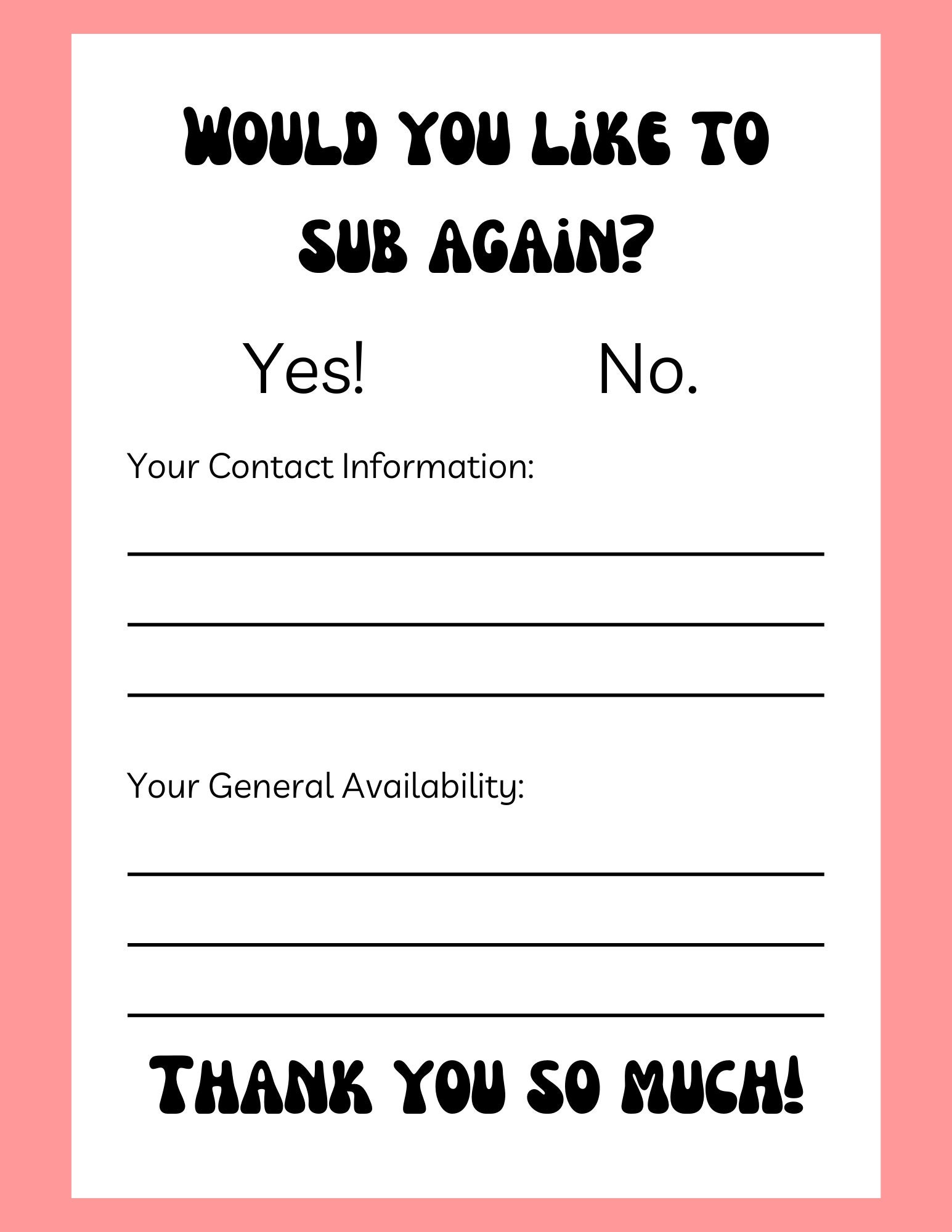 Printable Sub Plan Binder - Etsy