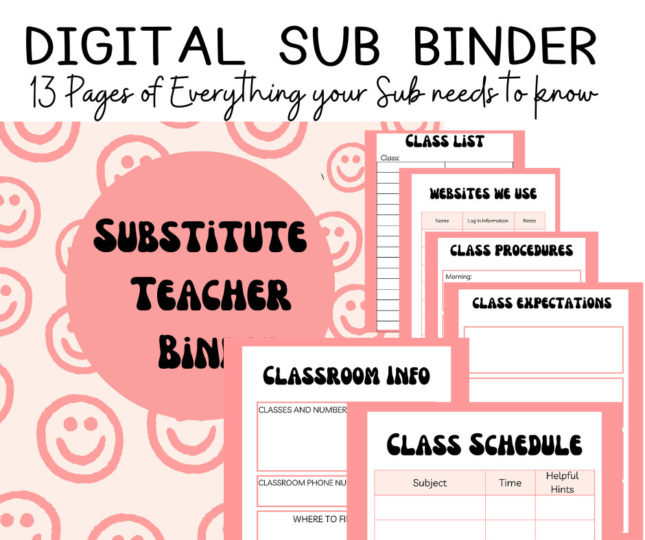 Printable Sub Plan Binder - Etsy