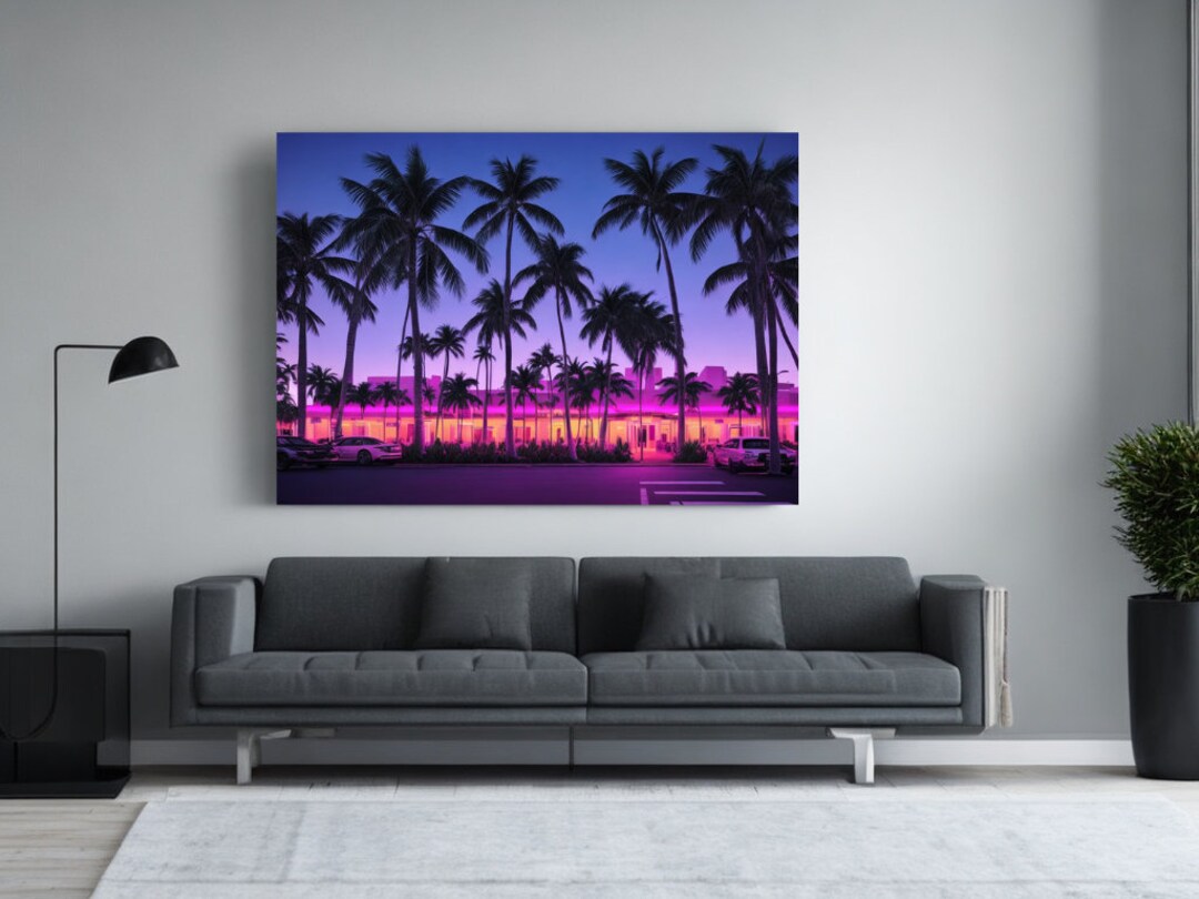 Miami Nights Synthwave Wall Art Canvas. 16k High Resolution 546DPI - Etsy