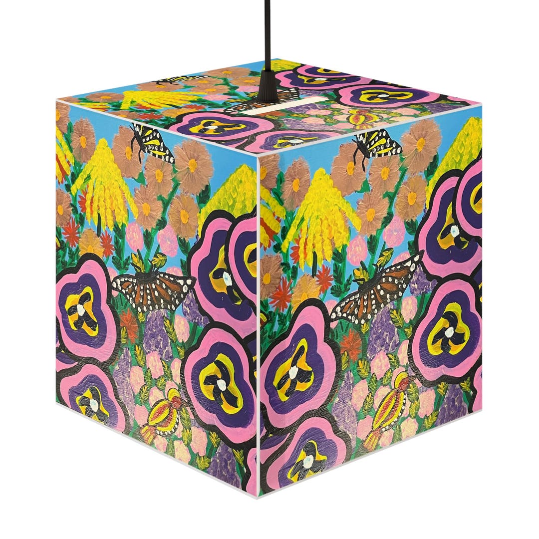 Light Cube Lamp, Sacred Garden Original Painting by Artist Tara Crowder ...