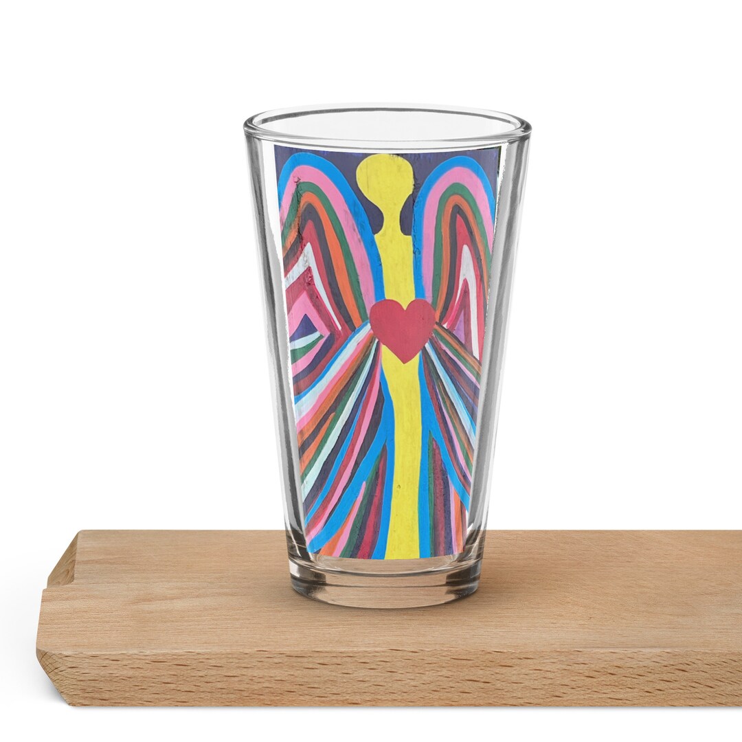 Angel Blessings Original Painting Shaker Pint Glass, Hand Painted Glass ...