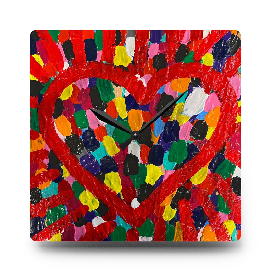 Playful Heart Original Painting Acrylic Wall Clock - Etsy