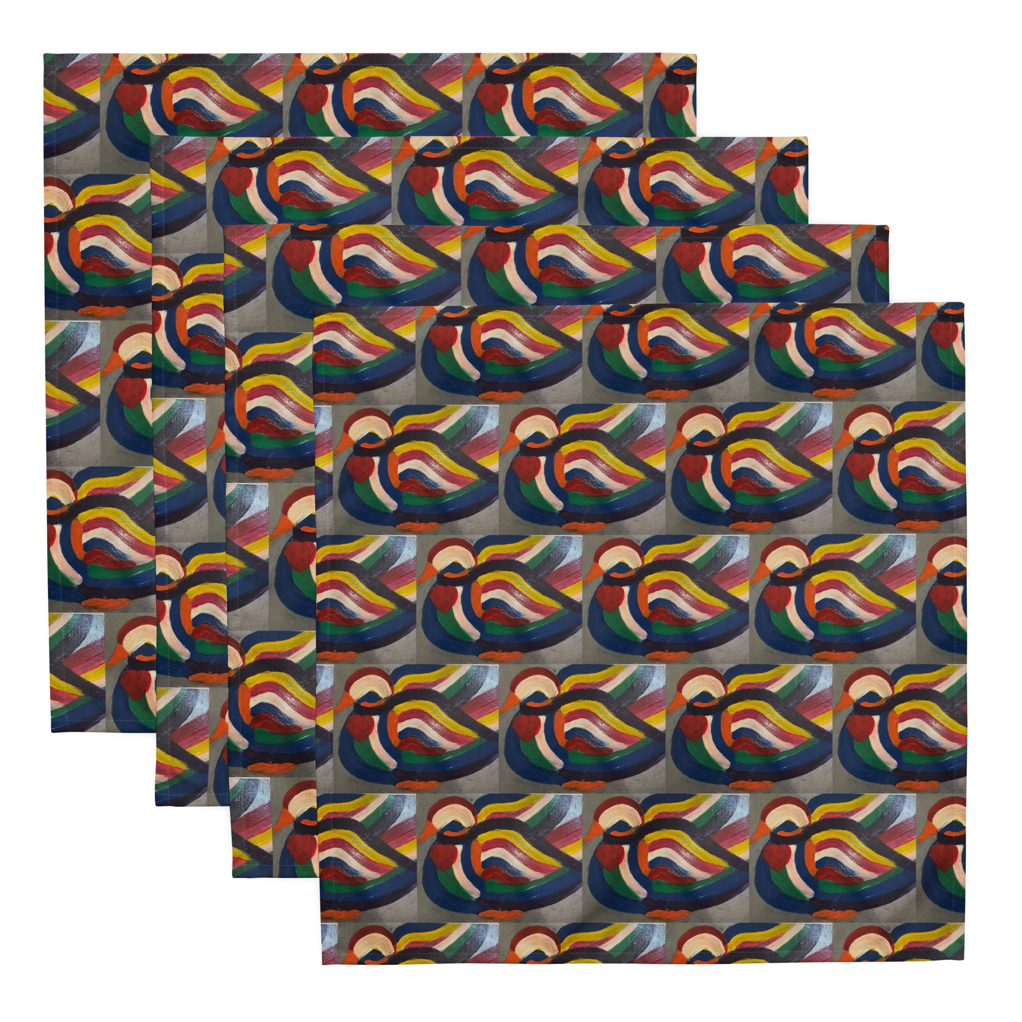 Joy Duck Original Print Cloth Napkin Set Table Decor Hand - Etsy