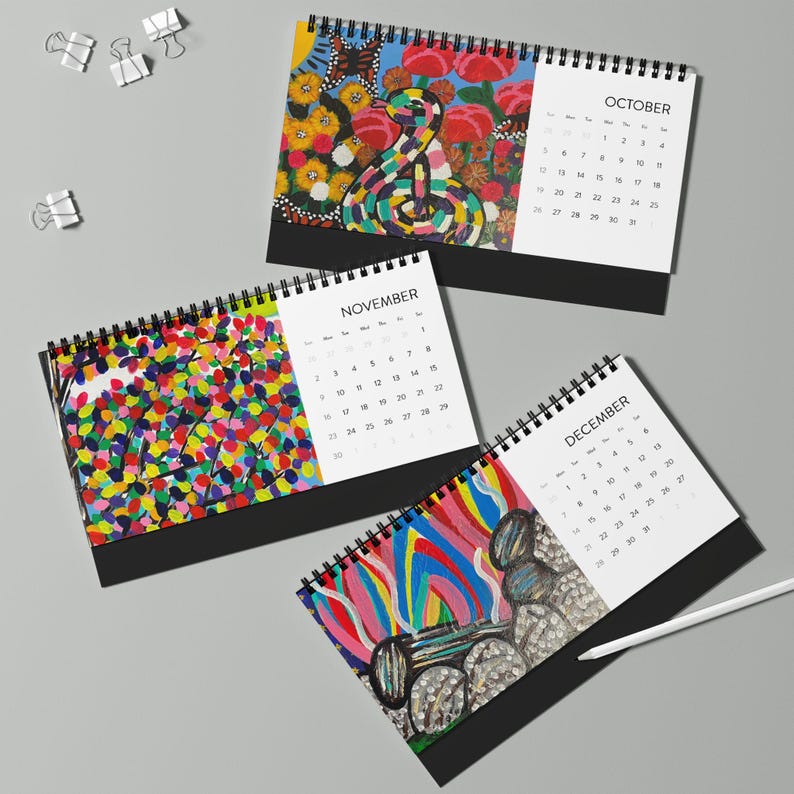 Tara Crowder Original Paintings Desktop Calendar (2025 Grid) - Etsy