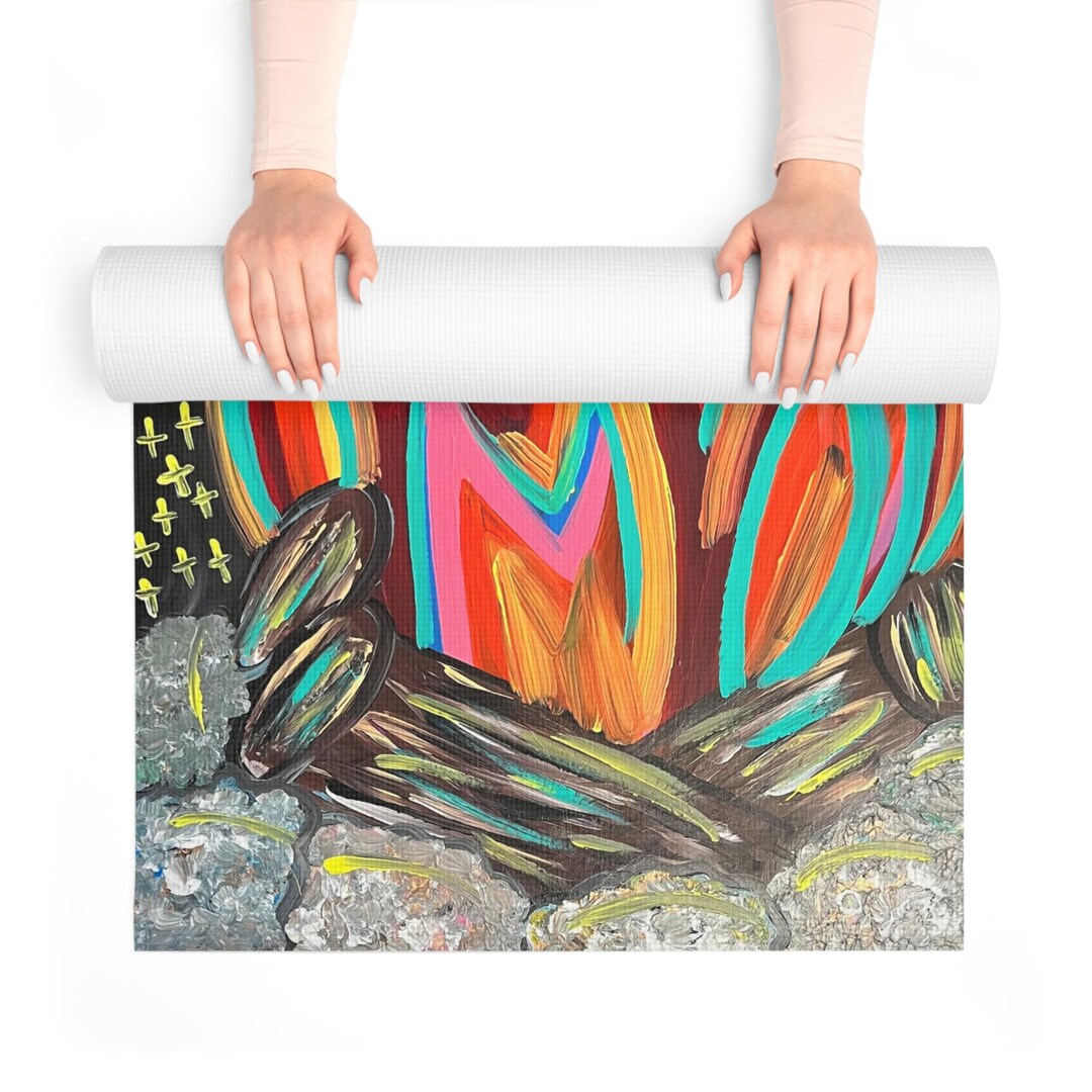 Sacred Flame Original Painting Artsy Bohemianfoam Yoga Mat - Etsy