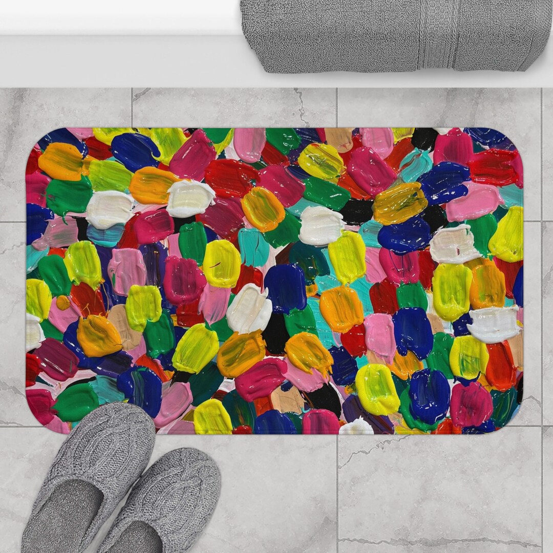 Color Confetti Original Painting Bath Mat - Etsy