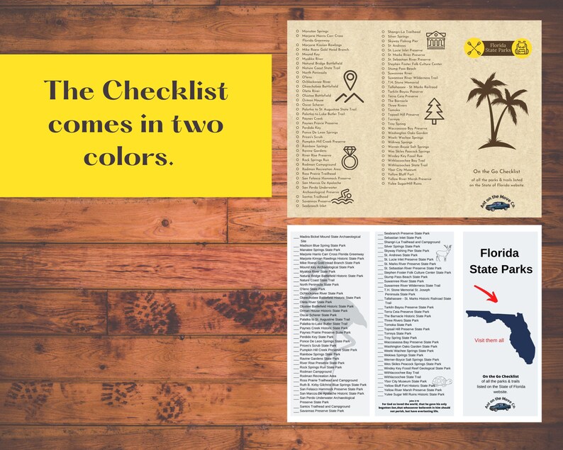 Florida State Park Checklist: PRINTABLE Florida State Parks List, State ...