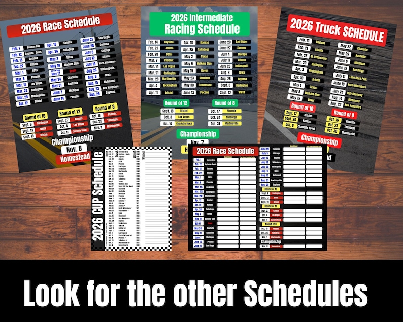 2026 NASCAR Cup Series Printable Schedule, Stock Car Racing, 2026 Schedule, Nascar Fan, Digital ...