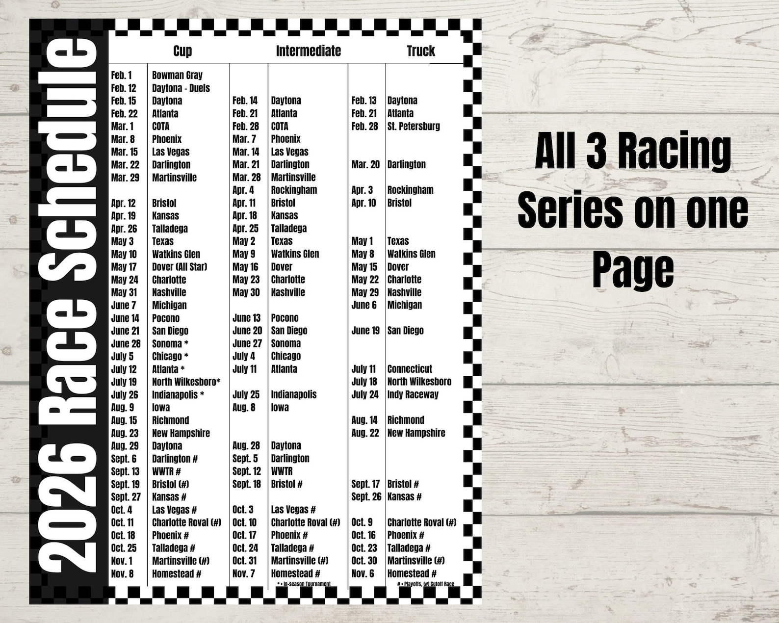 2026 Printable Nascar Schedule, Fill in the Blank PDF, Car Racing ...