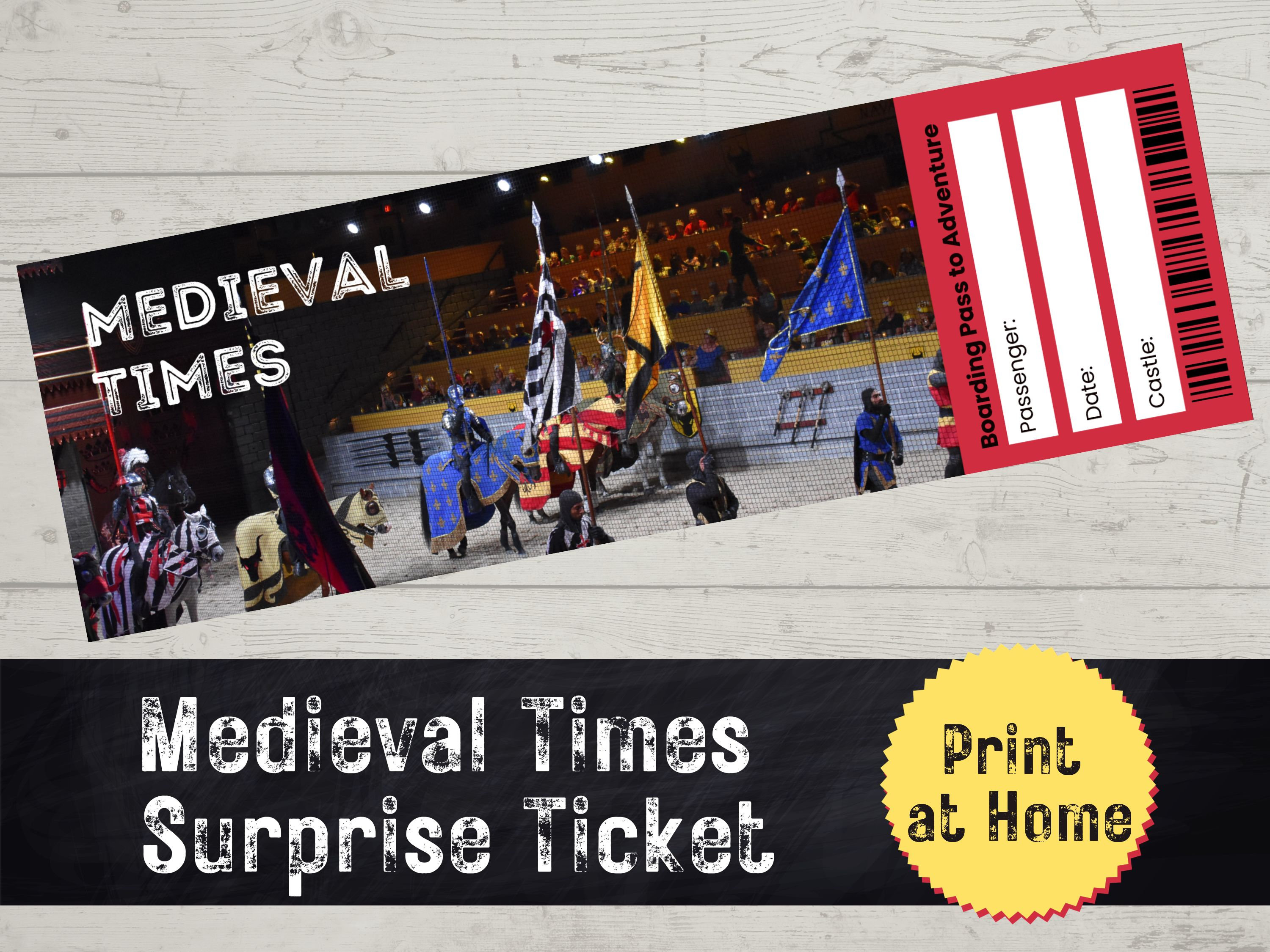 Medieval Times Surprise Ticket, Print at Home Ticket, Surprise Ticket ...