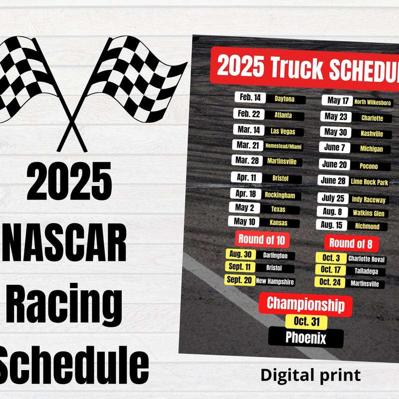 2025 Nascar Schedule Poster - Etsy