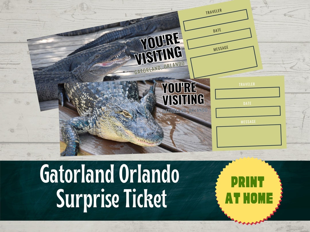 Gatorland Printable Surprise Ticket, Surprise Trip Reveal Ticket ...