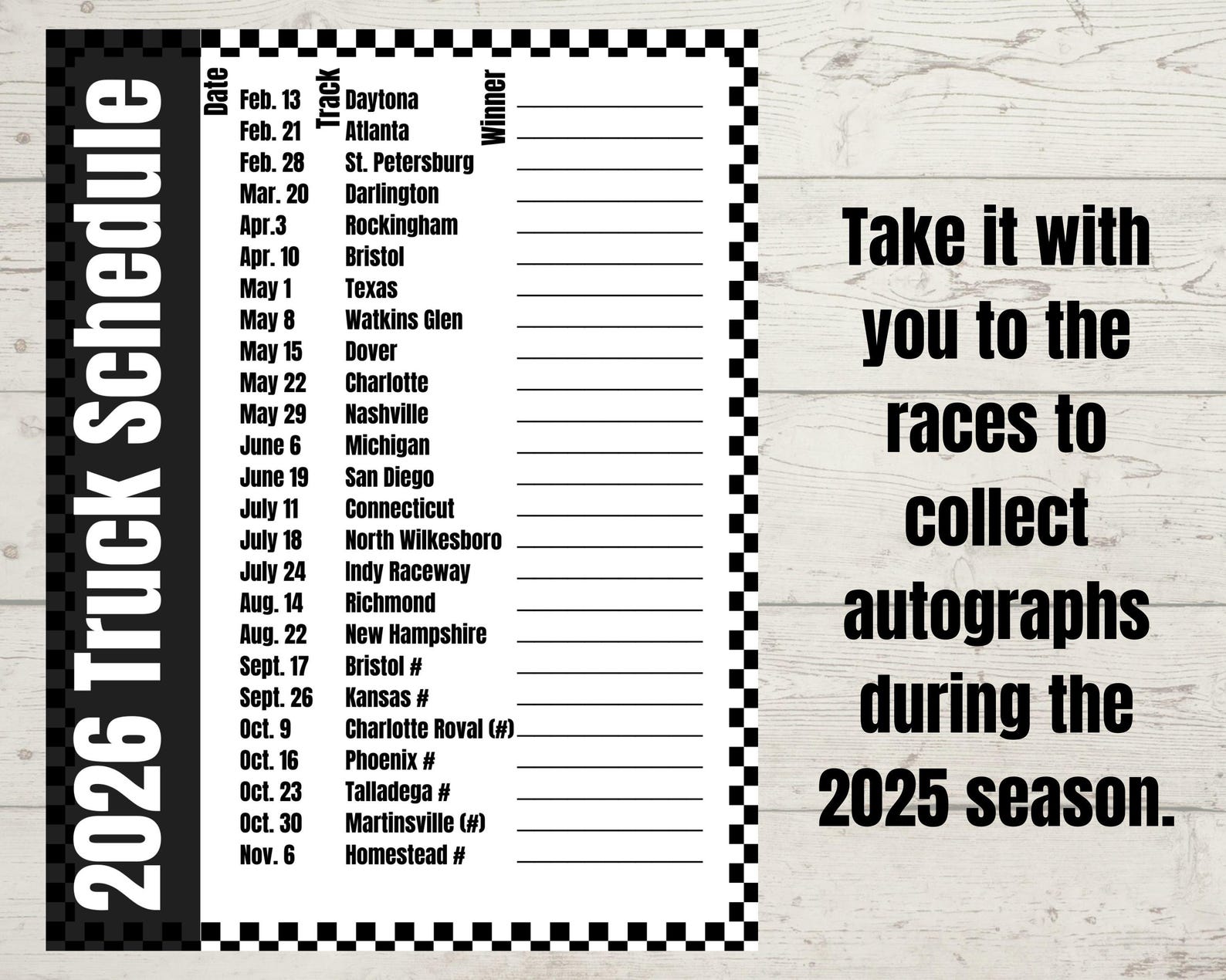 2026 Printable Nascar Schedule, Fill in the Blank PDF, Car Racing ...