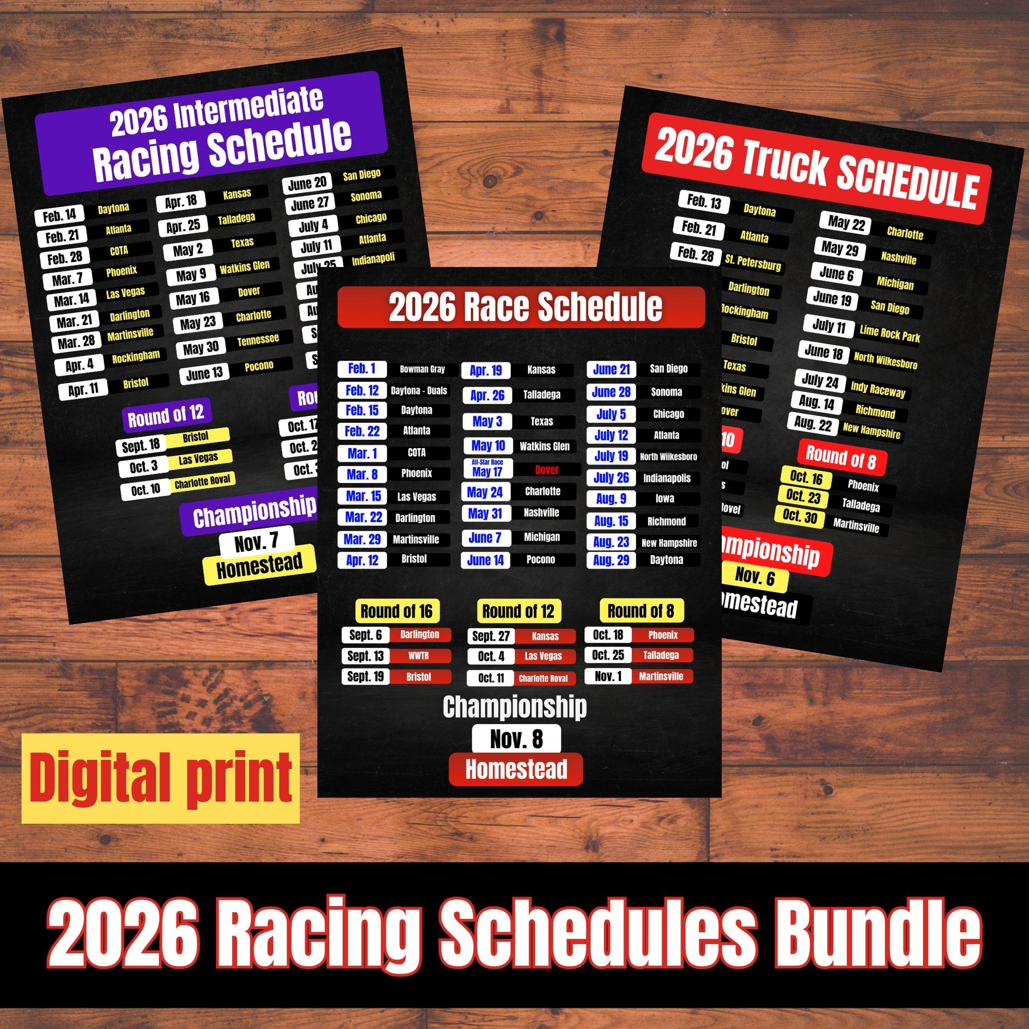 2026 NASCAR Printable Schedule – Cup, O'reilly & Truck Series Calendar ...