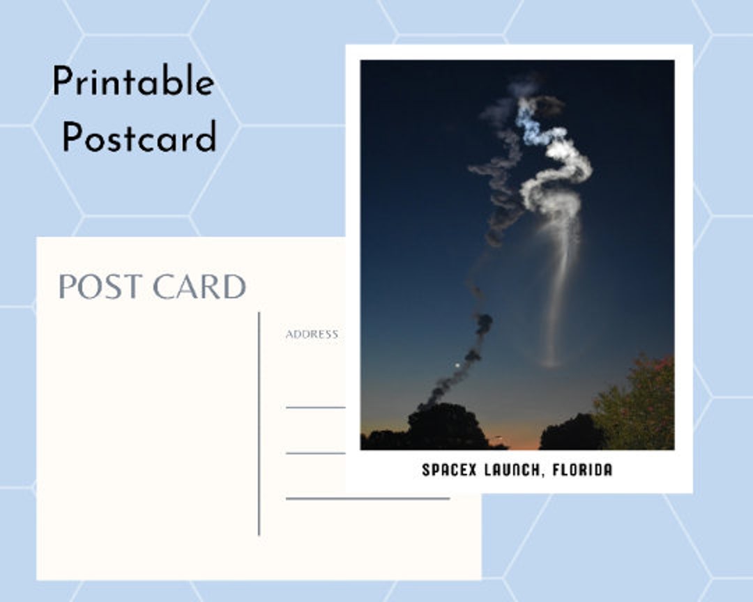 Printable Spacex Rocket Launch Postcard, Outer Space Stationery, Space ...