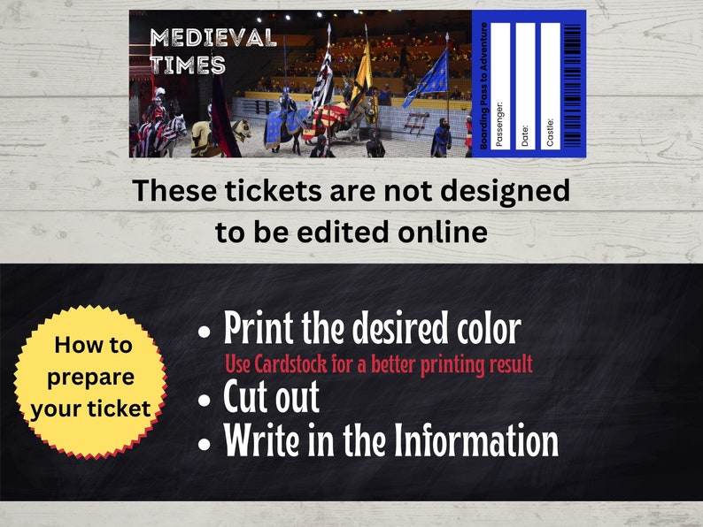 Medieval Times Surprise Ticket, Print at Home Ticket, Surprise Ticket ...