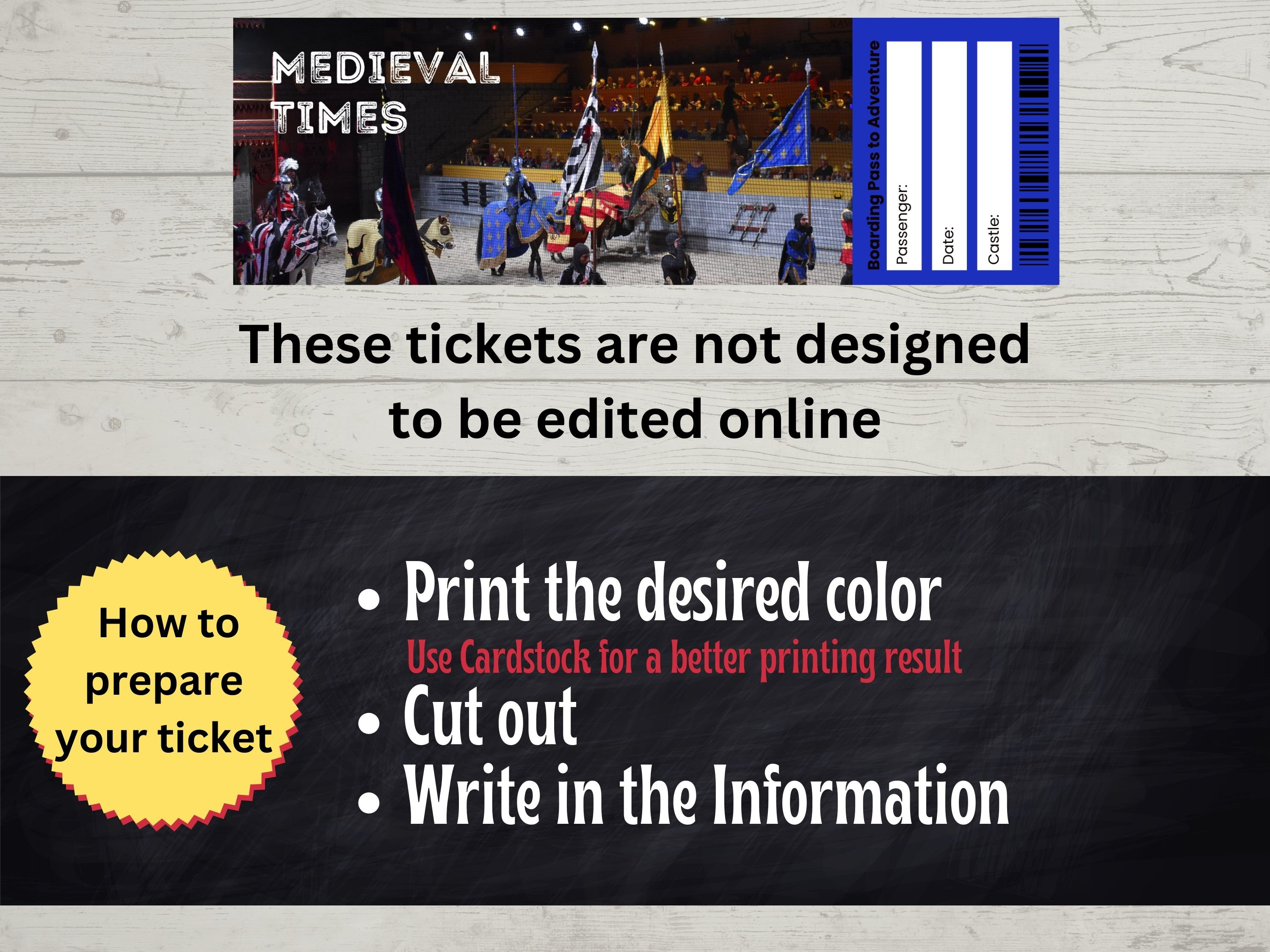 Medieval Times Surprise Ticket, Print at Home Ticket, Surprise Ticket ...
