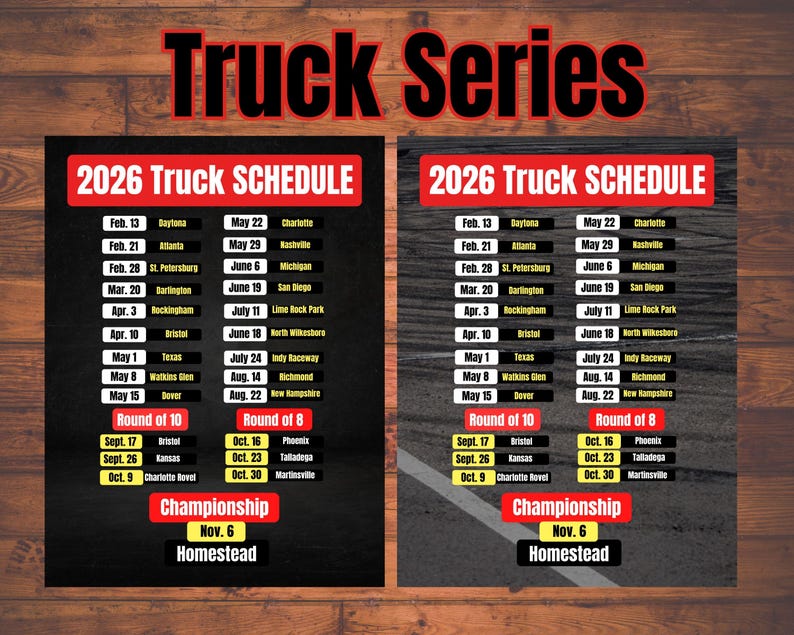 2026 NASCAR Printable Schedule – Cup, O'reilly & Truck Series Calendar ...