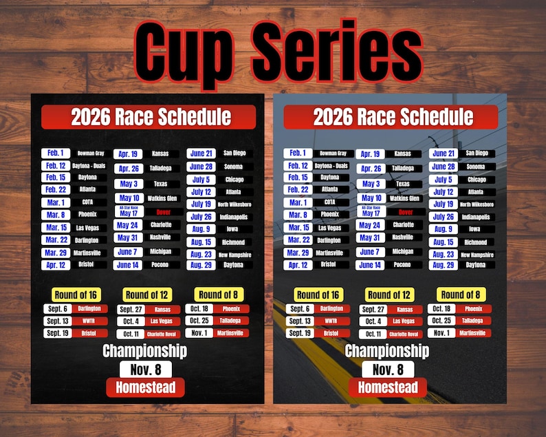 Nascar Cup Schedule, 2026 Nascar Schedule, Fill in the Blank Schedule ...