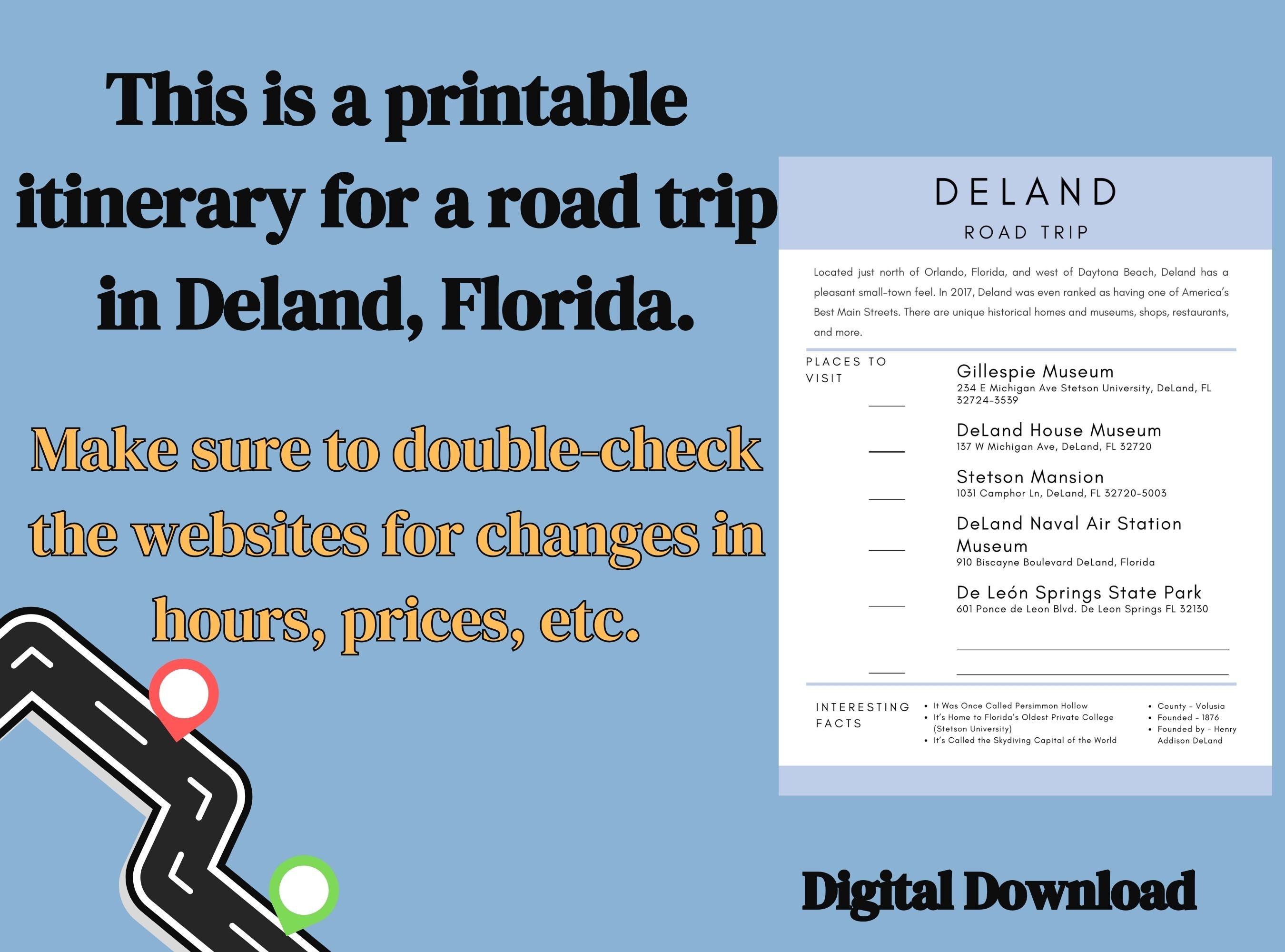 Florida Road Trip Itinerary, Deland Florida Road Trip, Road Trip in ...
