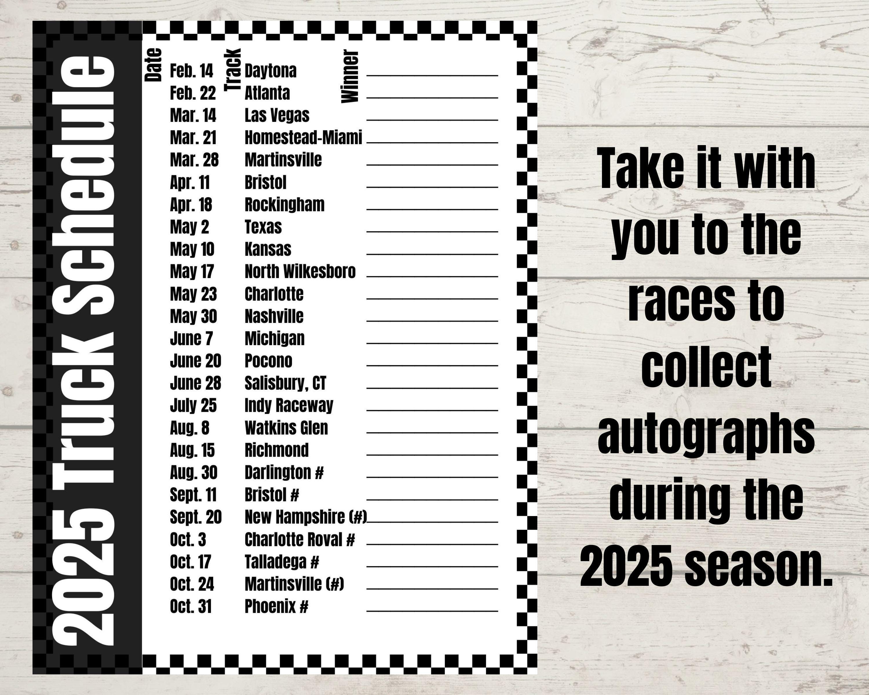 Nascar Cup Schedule, 2025 Nascar Schedule, Fill in the Blank Schedule ...