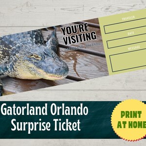 Gatorland Printable Surprise Ticket, Surprise Trip Reveal Ticket ...