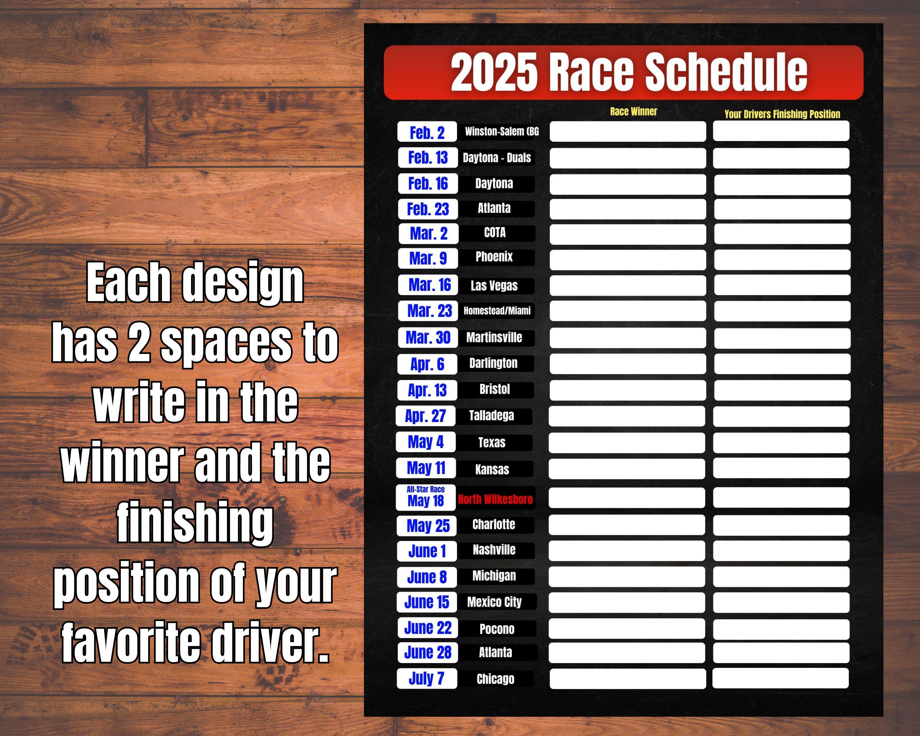 Nascar Cup Schedule, 2025 Nascar Schedule, Fill in the Blank Schedule ...
