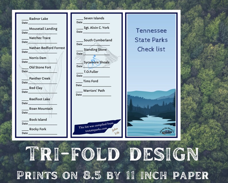 Tennessee State Parks Checklist, Printable Checklist, State Park Bucket ...