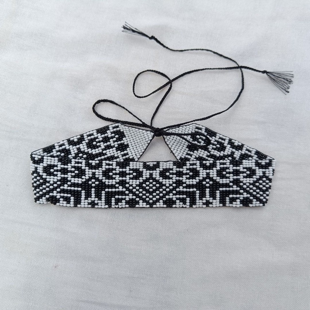 Ukrainian Ribbon Gerdanb Geometric, Black and White, Ukrainian Jewelry ...