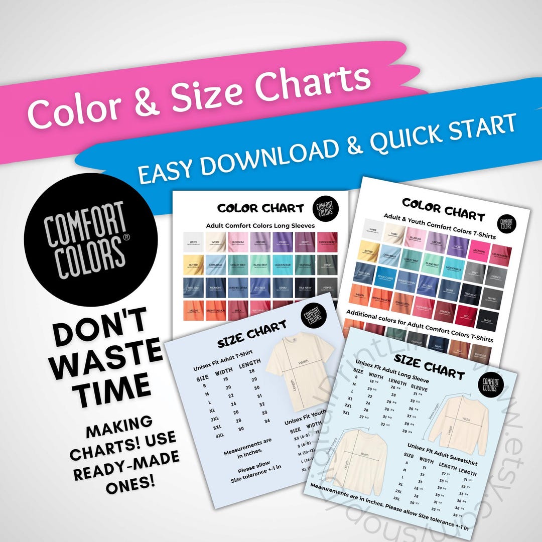 Comfort Colors Mockup Bundle: Color & Size Charts (digital Download) - Etsy