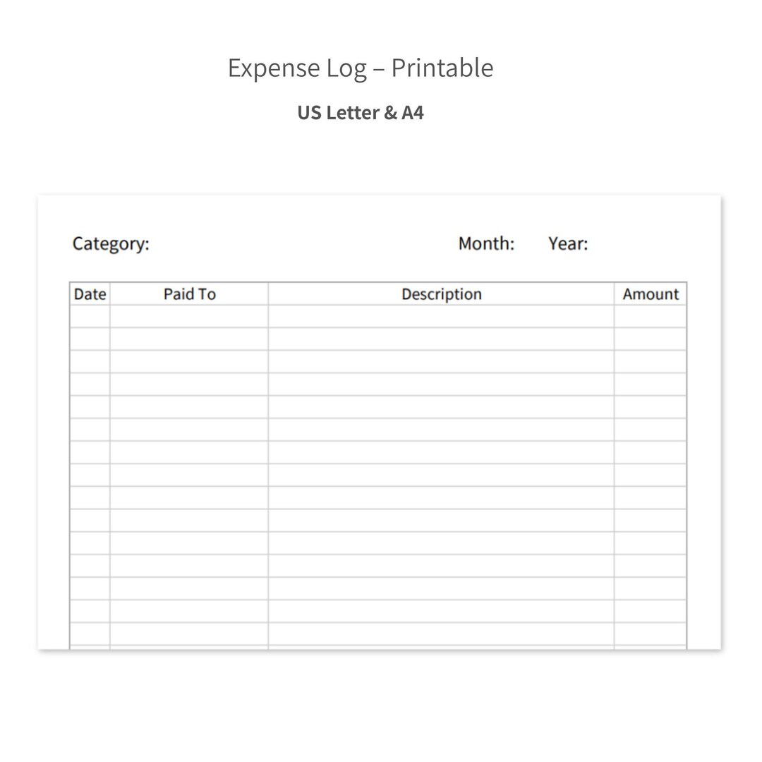 Expense Log Printable | Beginner-friendly | US Letter & A4 | Simple ...