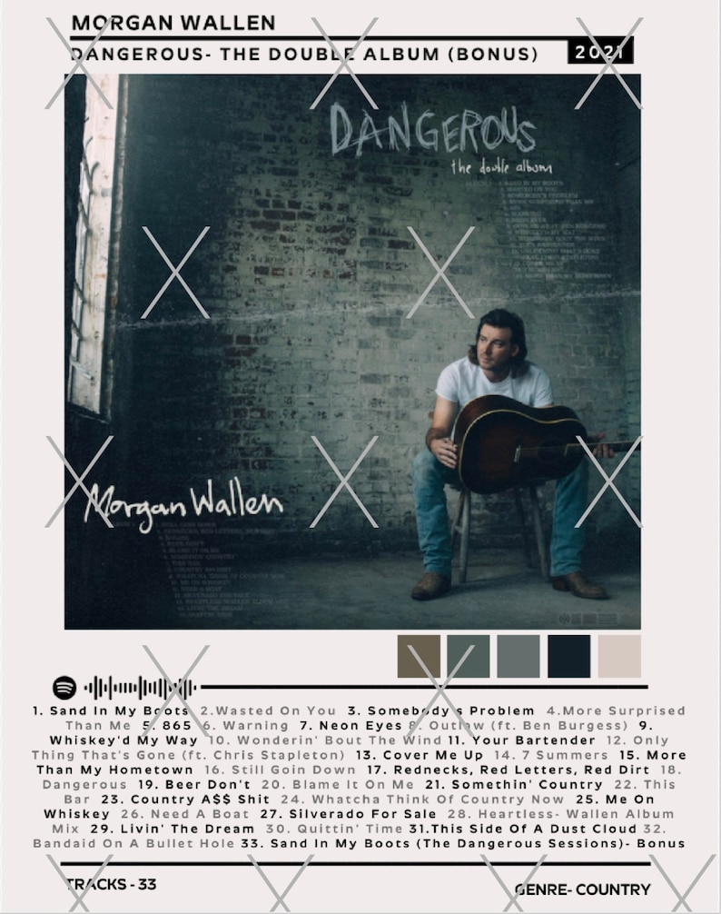 Morgan Wallen "dangerous- the Double Album (bonus)" Album Poster - Etsy