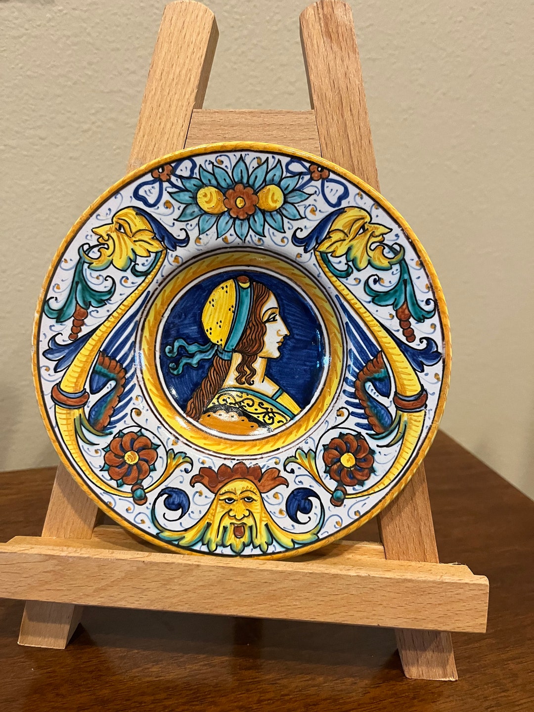 Rare Plate Deruta Grazia Female Portrait With Dragon Faces - PRICE ...