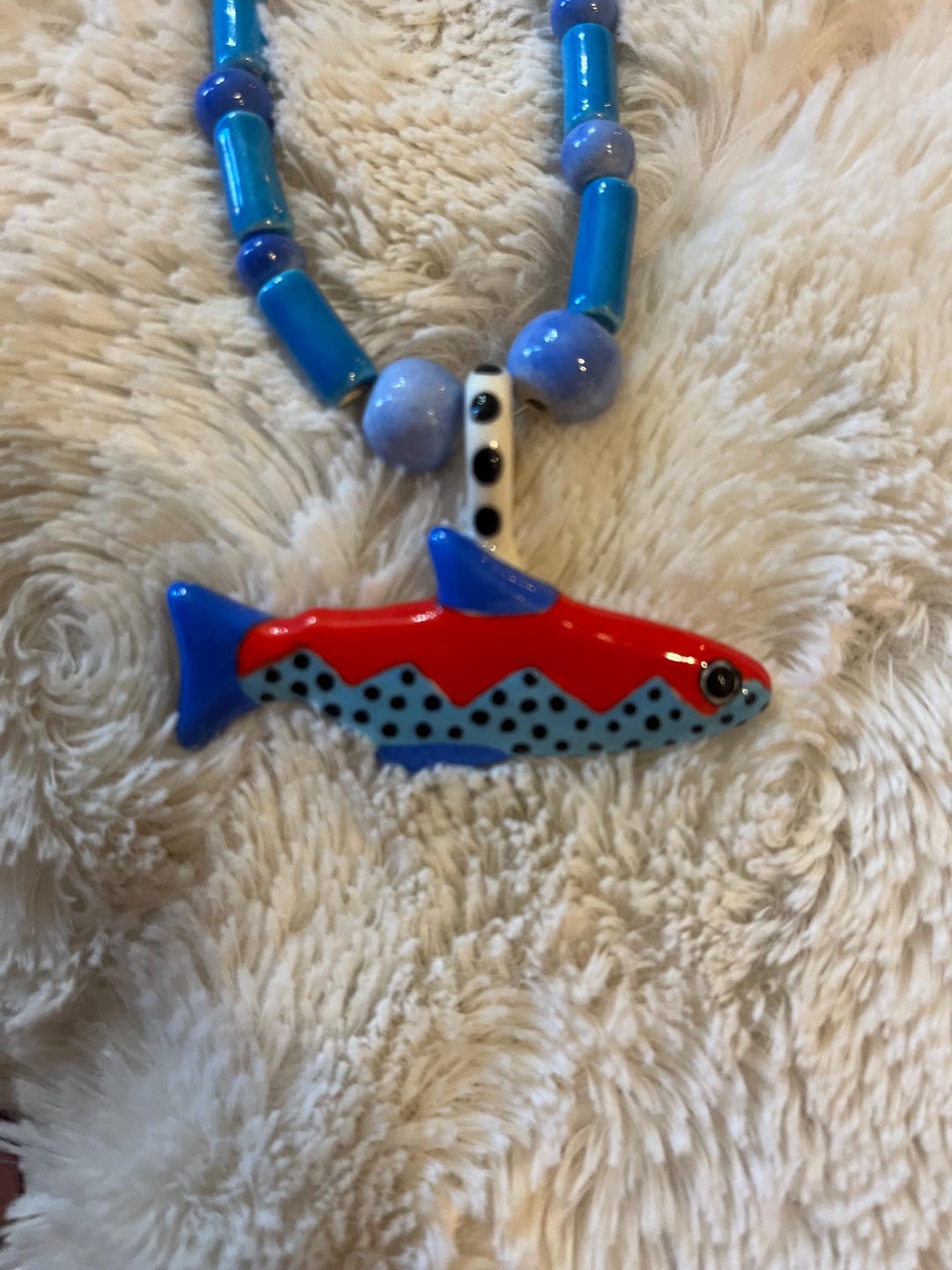 Vintage Parrot Pearls Blue, Purple Fish Necklace - PRICE INCLUDES ...