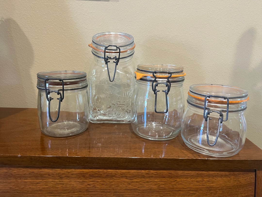Set of 4 Glass Canisters - Multiple Sizes -PRICE INCLUDES SHIPPING - Etsy