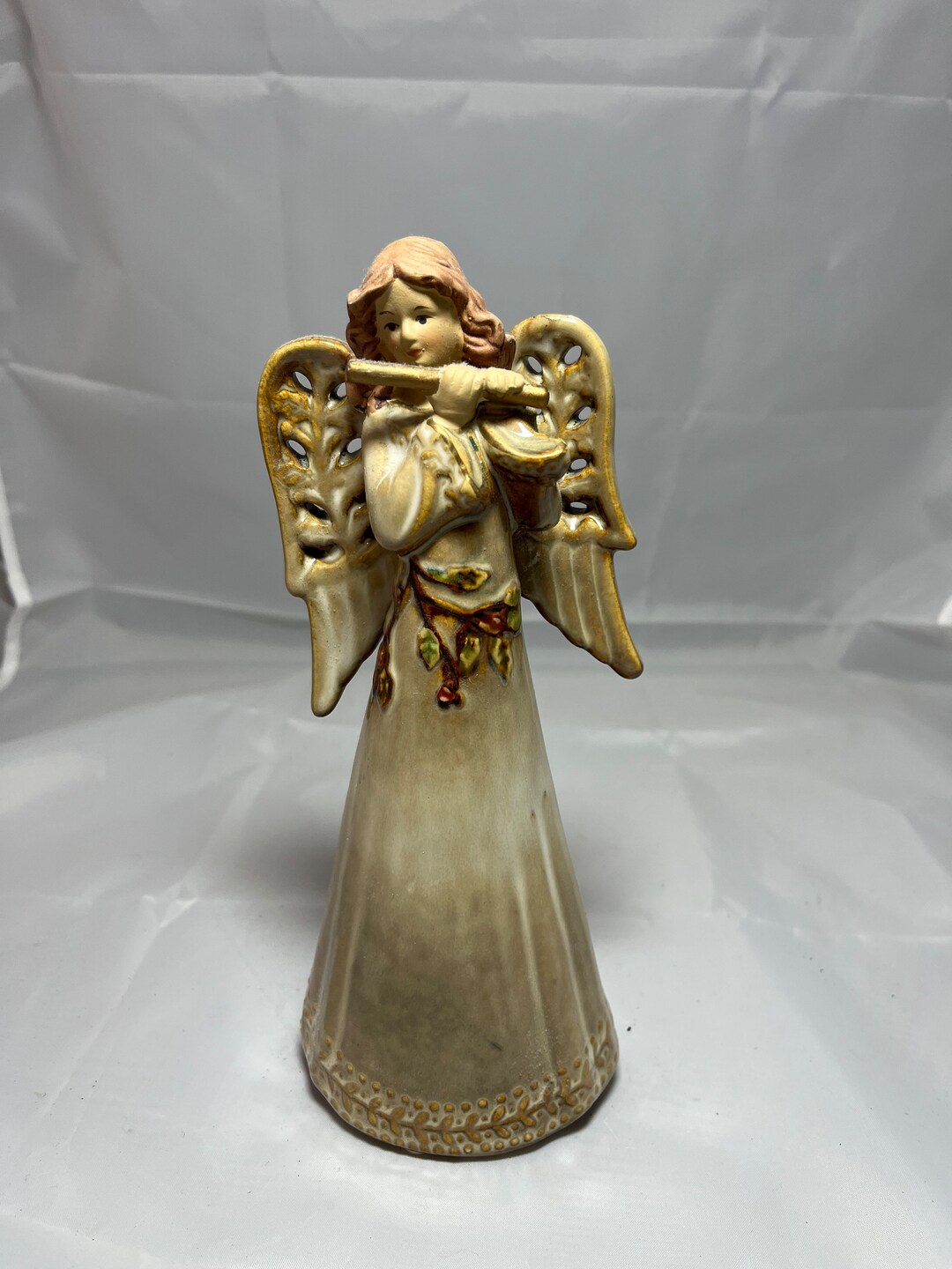 Vintage Glazed Ceramic Angel Playing Flute - PRICE INCLUDES SHIPPING - Etsy