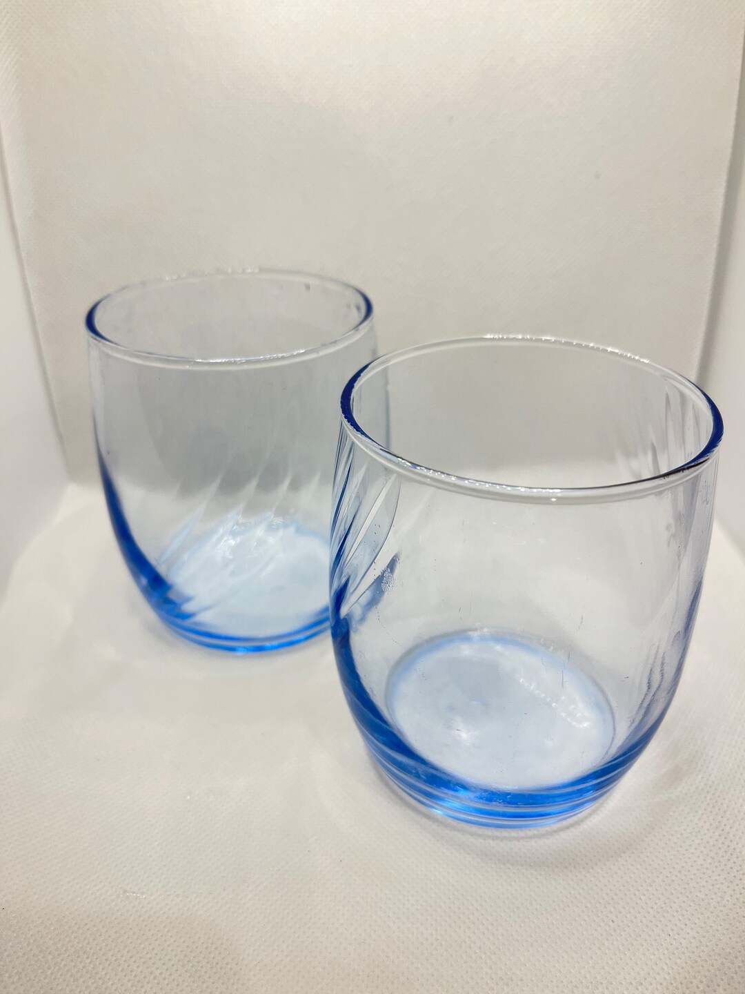 Set of Two Libbey Misty Blue Glasses Optic Swirl - Etsy
