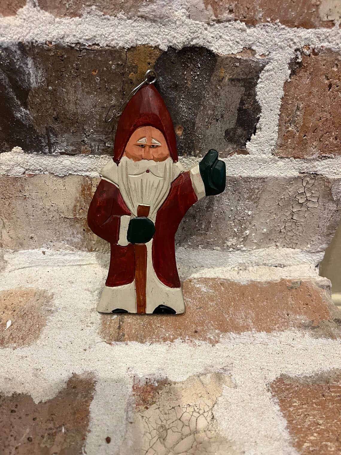 Folk Art Wooden Carved Santa Ornament PRICE INCLUDES SHIPPING - Etsy
