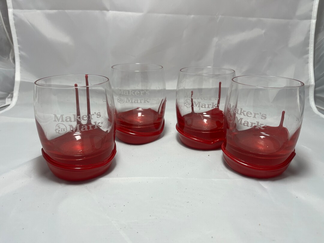 Set of Four Makers Mark Red Drip Whiskey Glasses - Etsy
