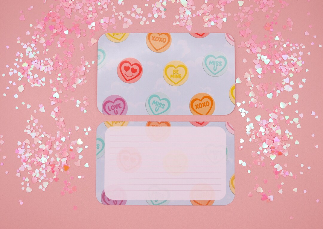 Love Heart Sweets Note Cards Pack of 9 Lists Note Taking Thank You ...