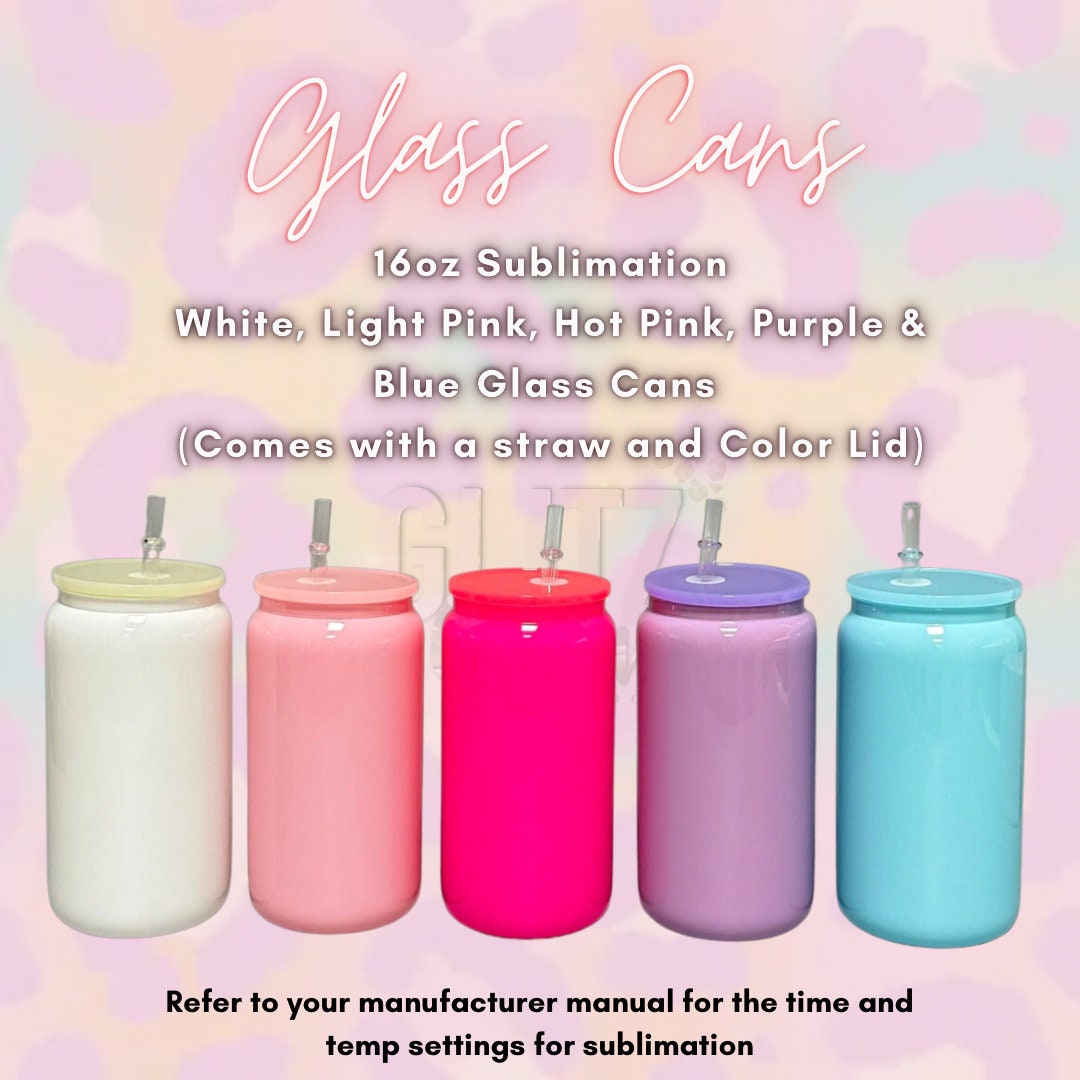 16oz Glossy Glass Cans SUBLIMATION, Solid Color Glass Cans SUBLIMATION ...