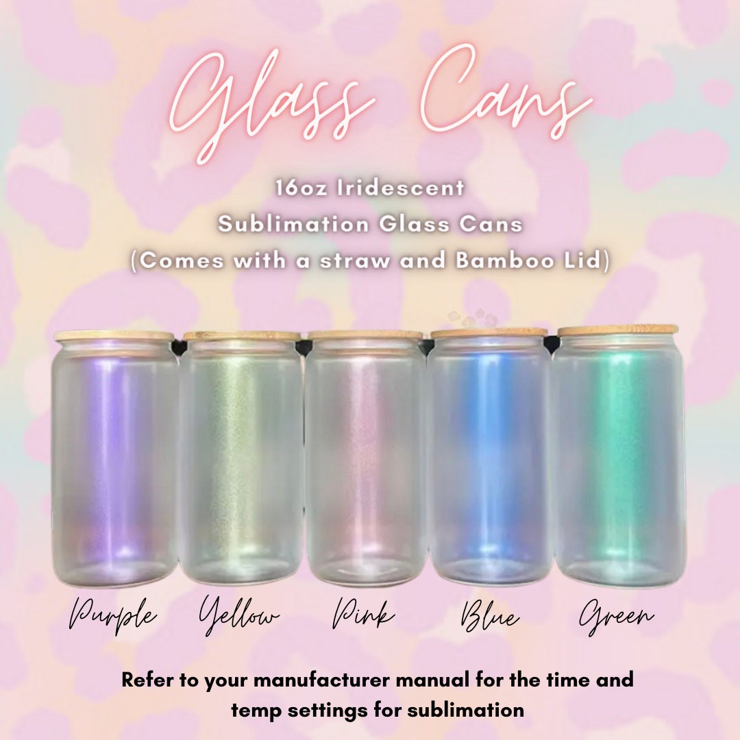 Iridescent Glass Cans, Color Glass Cans, 16oz Iridescent Glass Cans ...