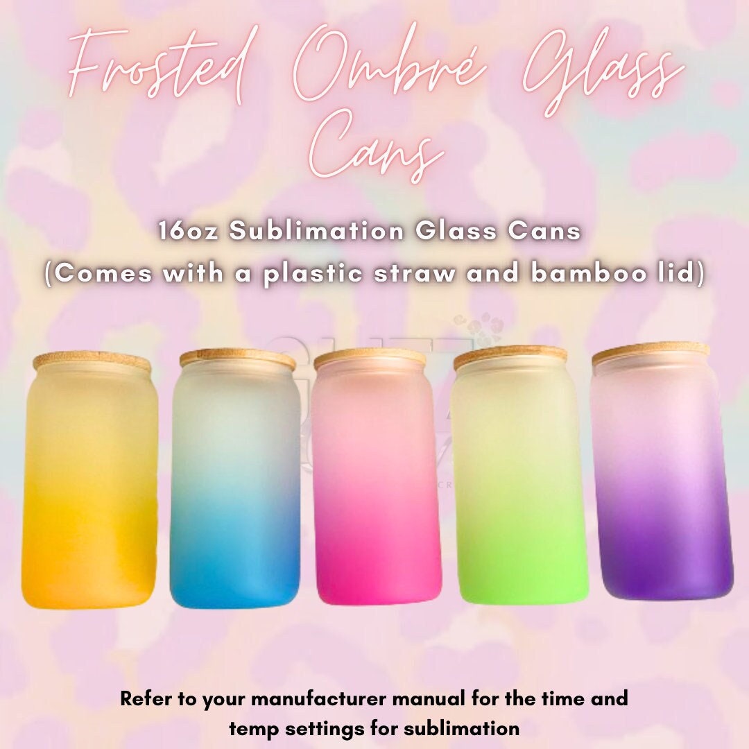 16oz Frosted Ombré Glass Cans, 16oz Frosted Glass Cans, 16oz Ombre ...