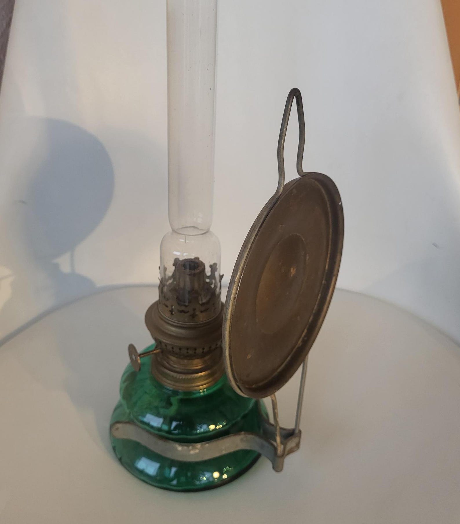 Antique Kosmos Brenner Green Glass Oil Lamp Edwardian Wall Hanging 1903 ...