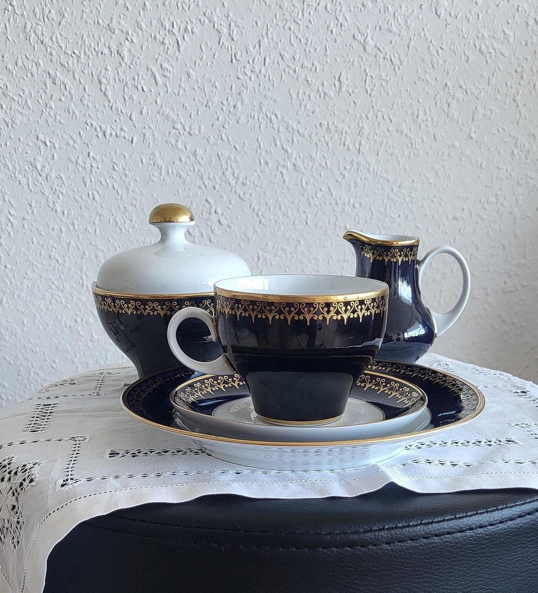 KAHLA "echt Kobalt" Five-piece Porcelain Tea Set Decorated With Gold - Etsy